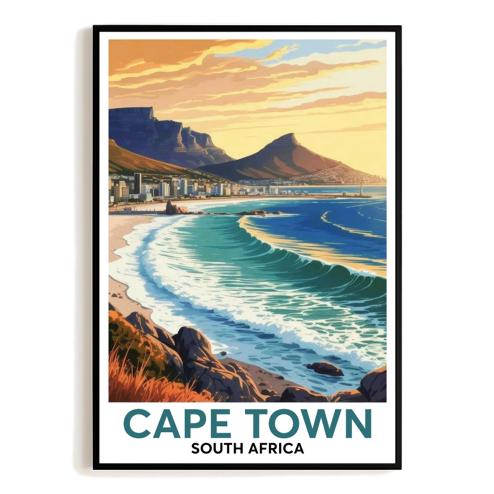 Cape Town South Africa Vintage Travel Poster Nature City Wall Art ...