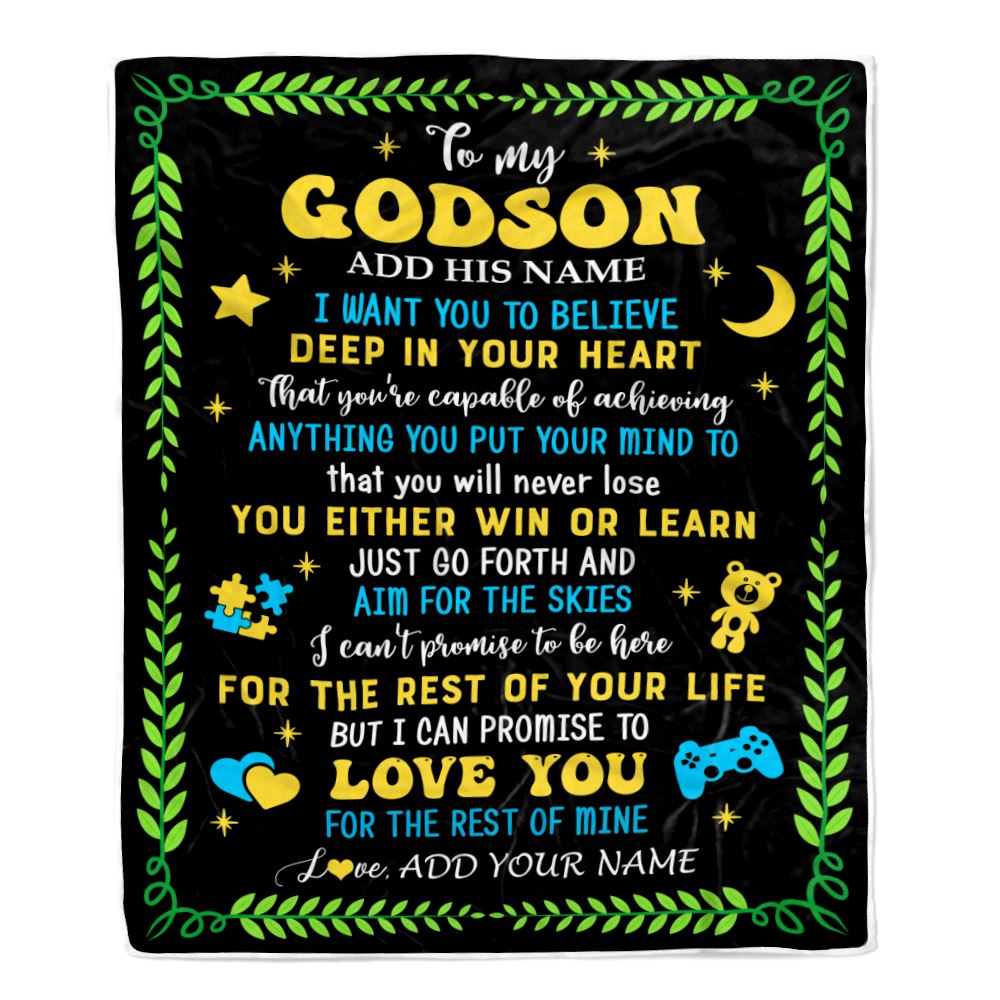 Personalized To My Godson Gift Blanket From Godmother Uncle Letter ...