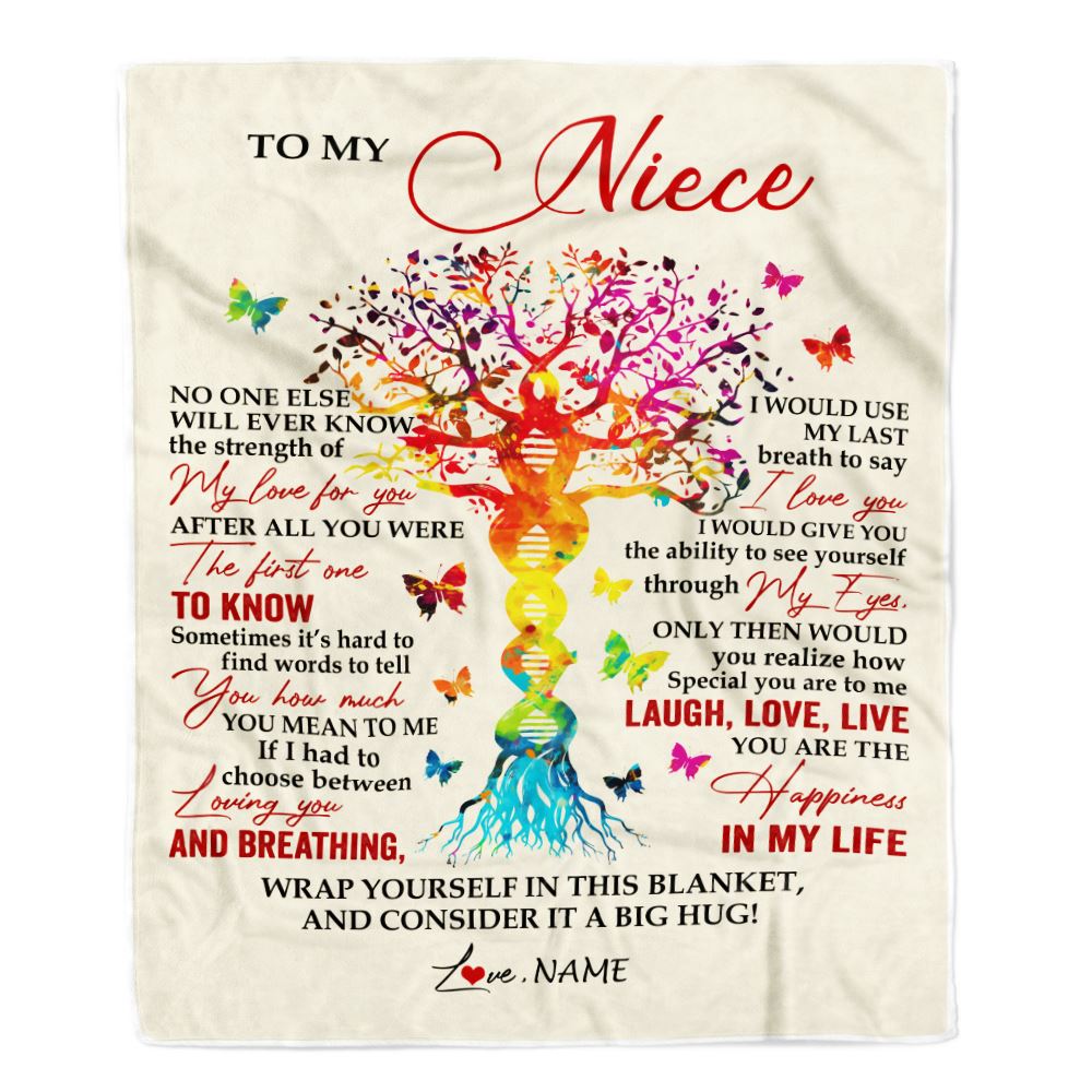 Personalized To My Niece Blanket From Aunt Auntie Uncle DNA Colorful Tree Niece Birthday ...