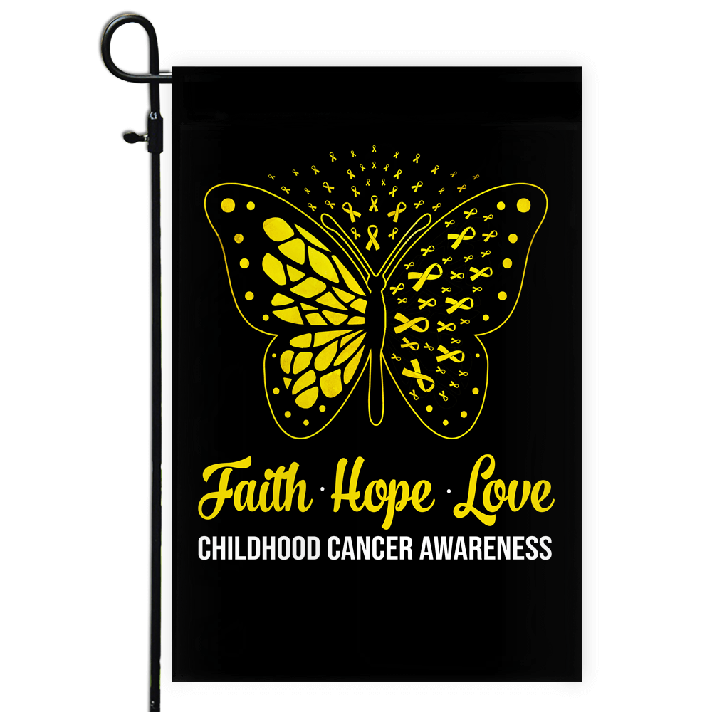 Faith Hope Love Butterfly Childhood Cancer Awareness Flag Gold Ribbon ...