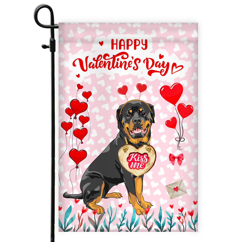 Happy Valentine's Day Rottweiler Flag Dogs Funny Rottweiler Heart ...