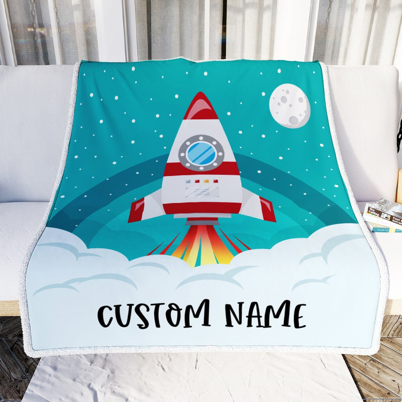 Personalized Rocket Launch Space Baby Blanket with Name Custom Baby ...